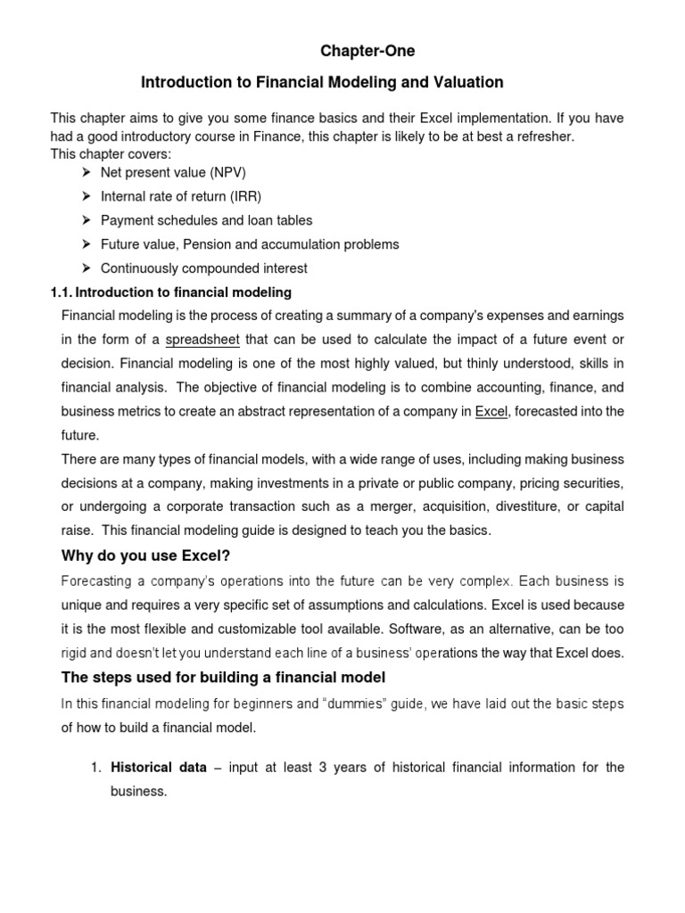 Financial Modeling Basics in Excel | PDF | Net Present Value | Internal ...
