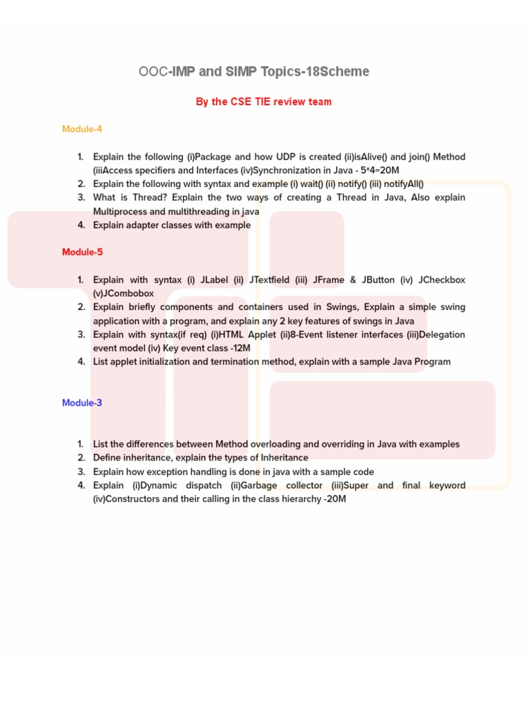 OOC Super Important Tie | PDF | C++ | Java (Programming Language)