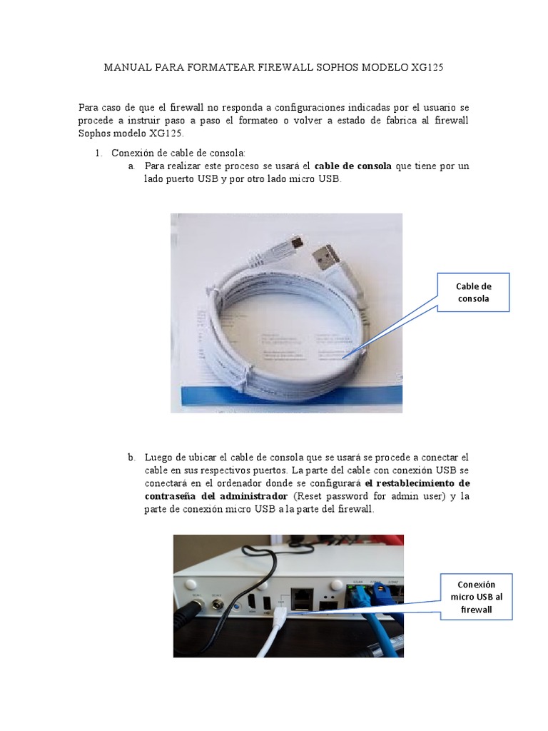 Formateo Firewall Sophos XG125 | PDF | Contraseña | USB