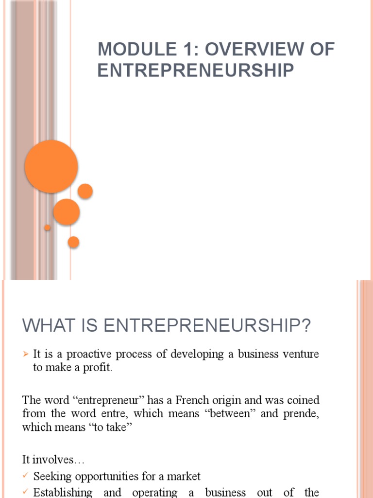 Module 1 | PDF | Entrepreneurship | Employment