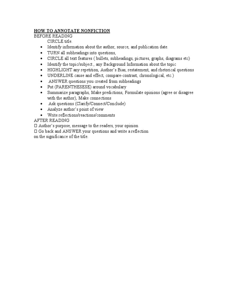 How To Annotate Nonfiction | PDF