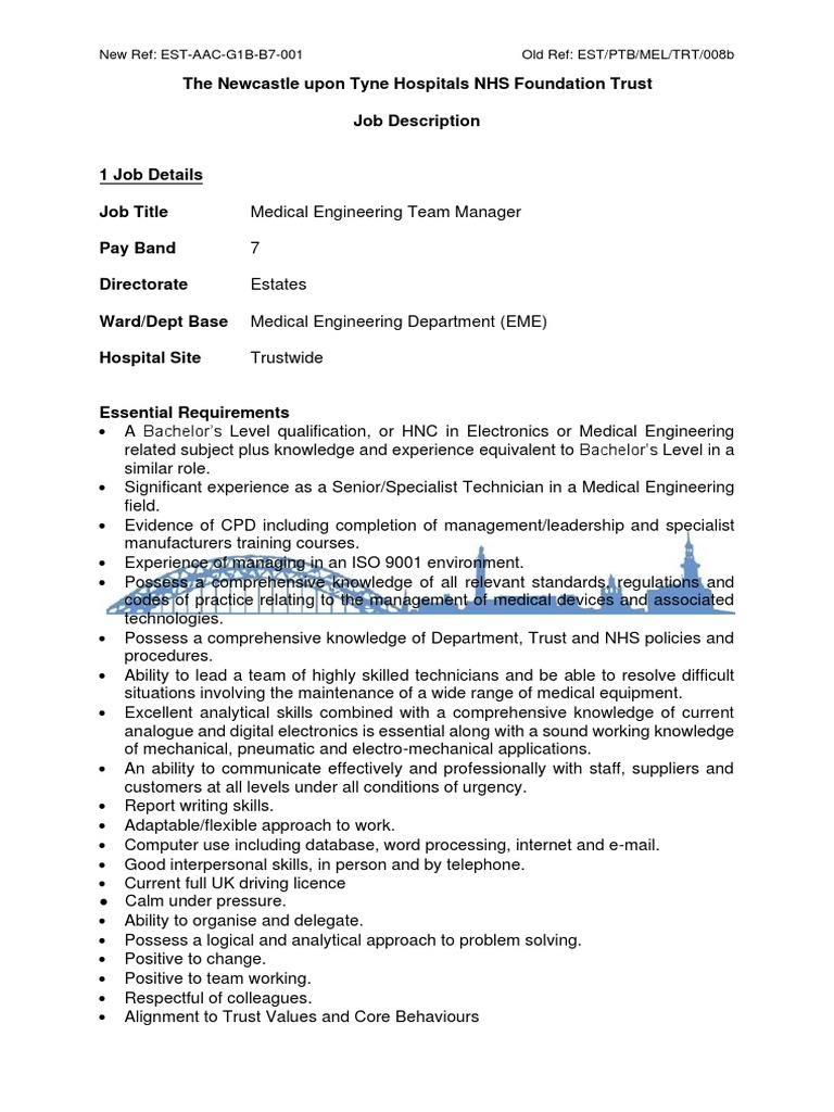 Medical Engineering Team Leader PS&JD | PDF | Biomedical Engineering ...