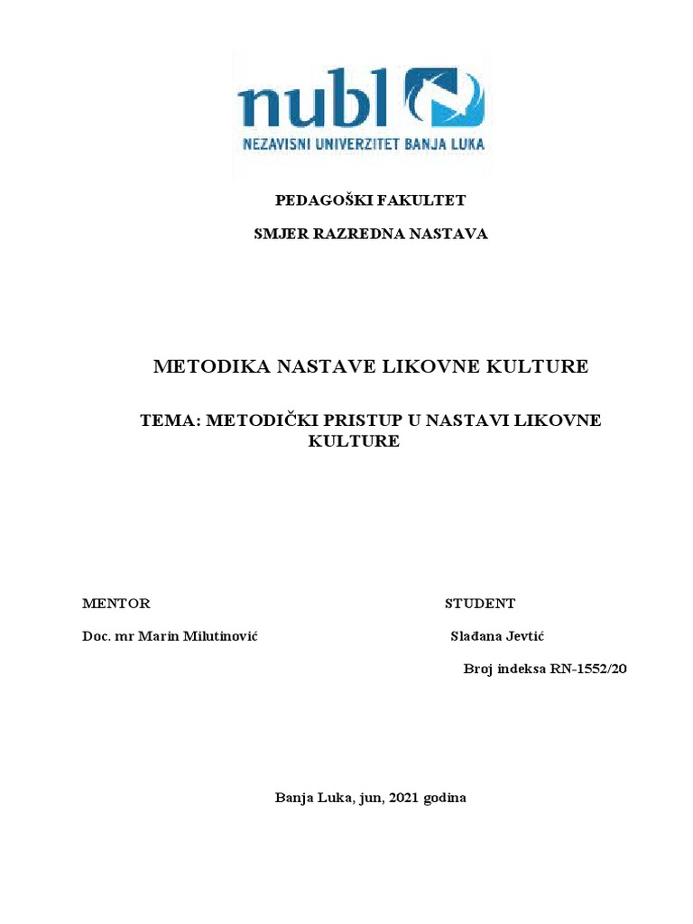 Metode U LIkovnoj Kulturi | PDF