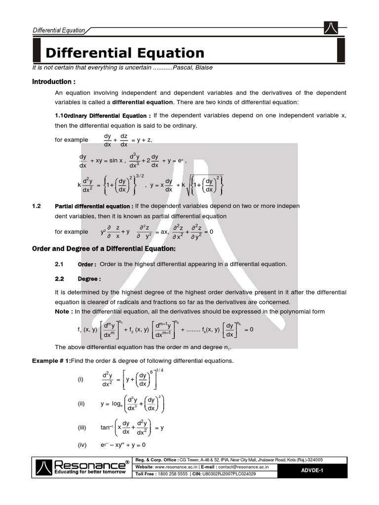 Differential Equation Theory+Exercise+HLP | PDF | Equations ...