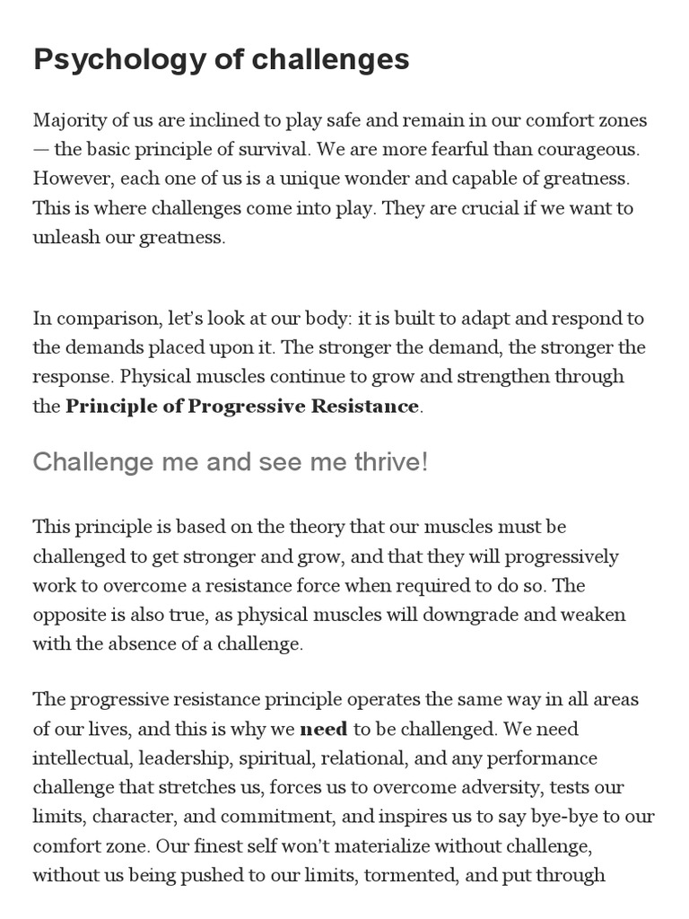 Unleashing Greatness Through Challenges | PDF | Psychology ...