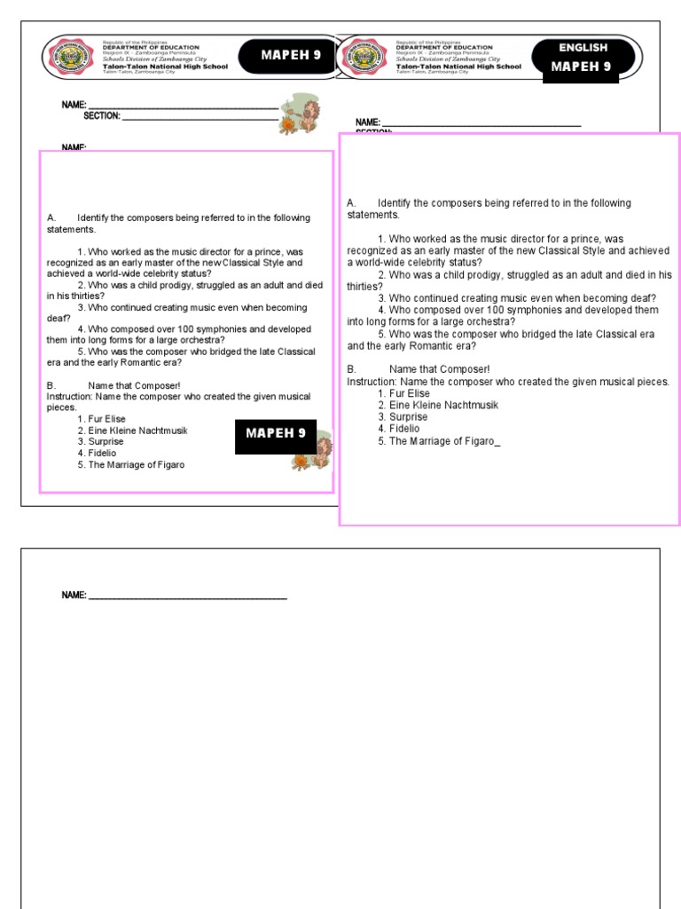 q2 Music Lesson 2 Quize | PDF | Classical Music | Composers