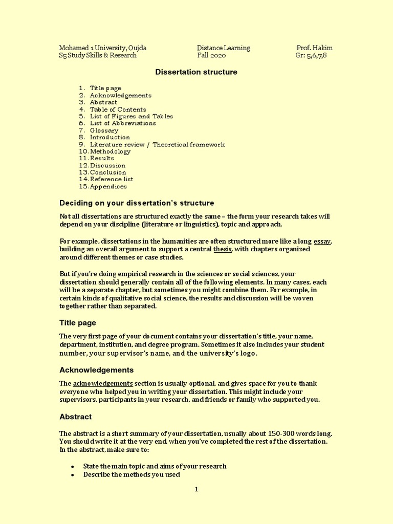 Dissertation Structure | PDF | Thesis | Data