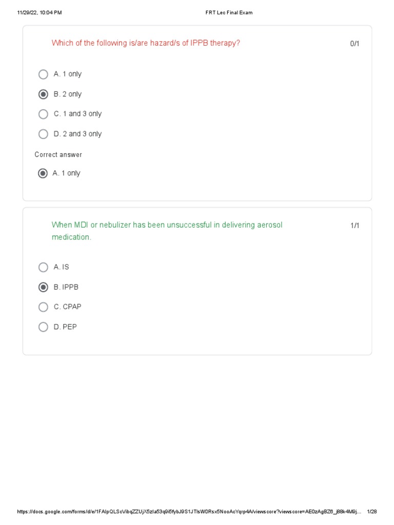 FRT Lec Final Exam | PDF | Medical Specialties | Medicine