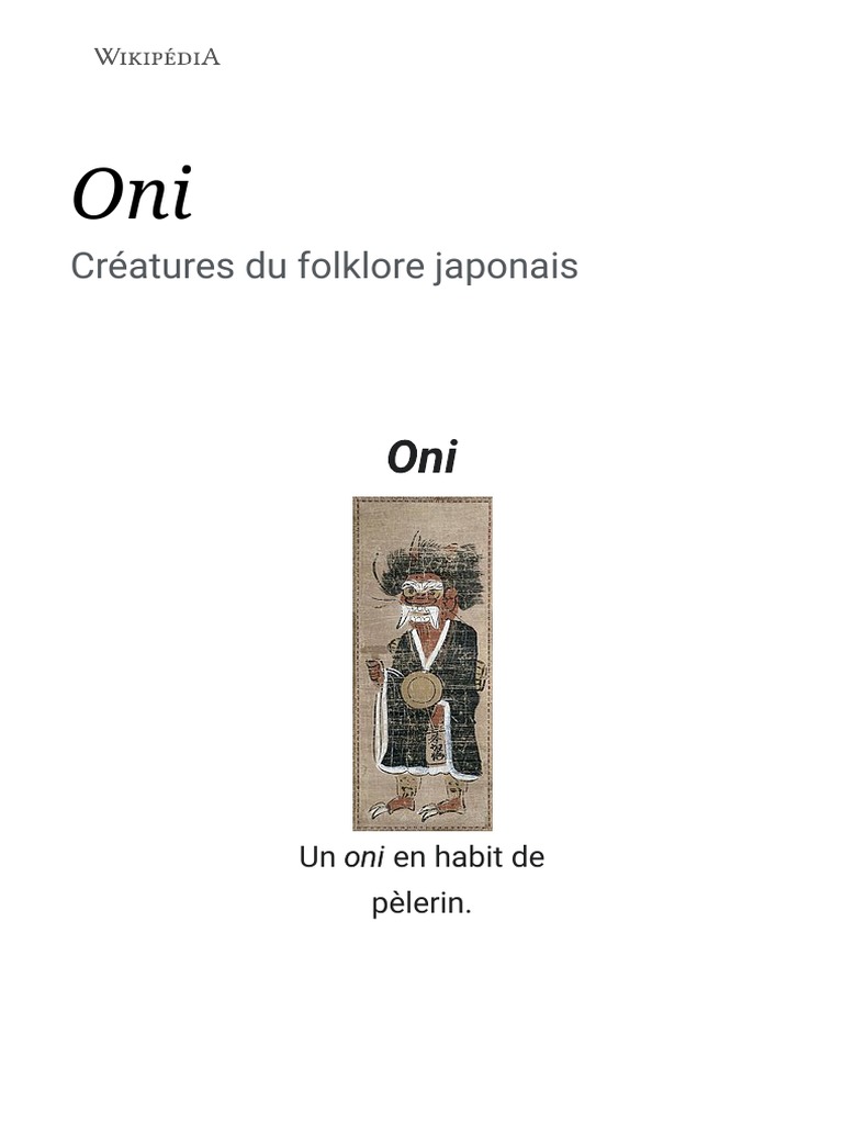 Oni - Wikipédia | Download Free PDF | Créatures légendaires | Monstres