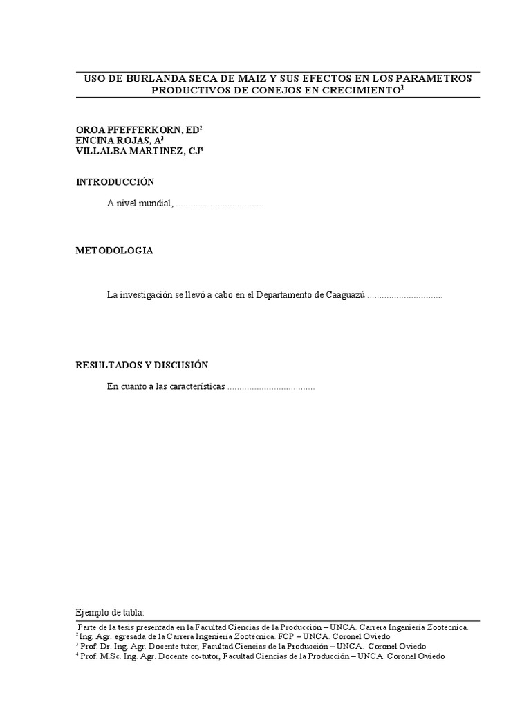 Efectos de la Burlanda Seca en Conejos | PDF