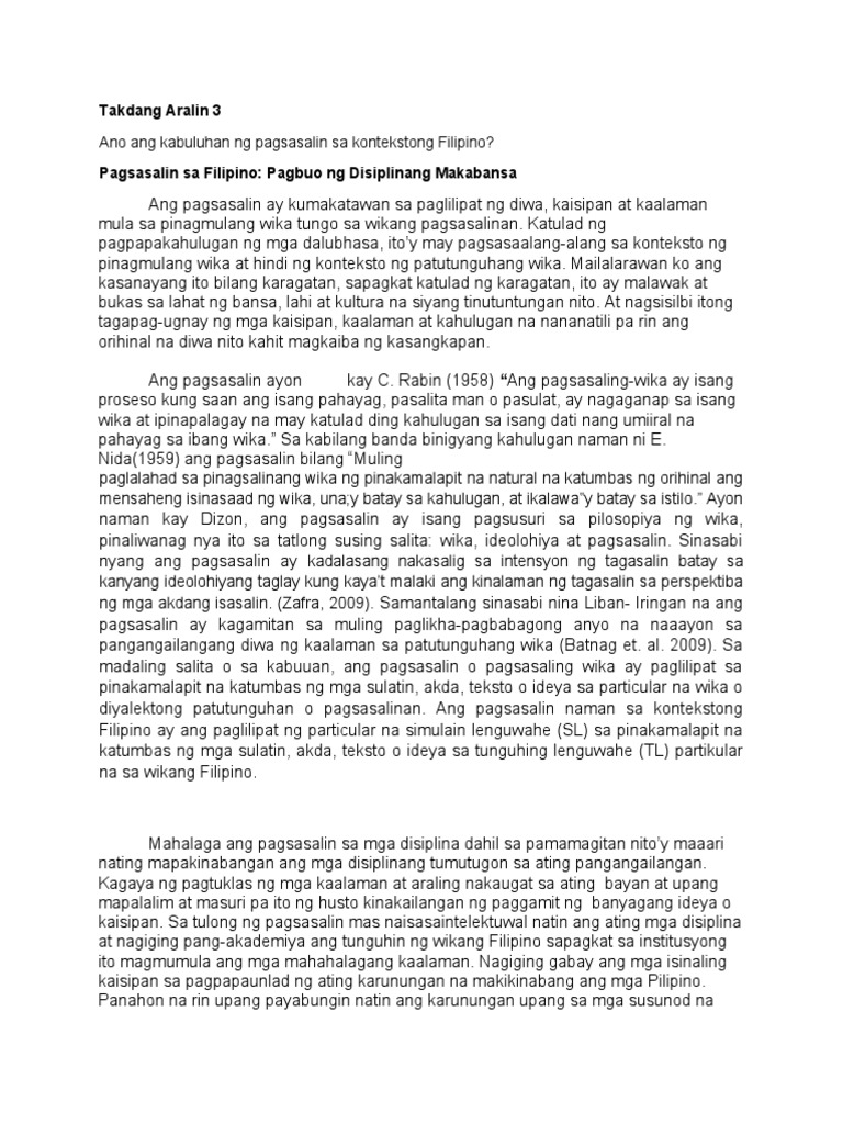 Kahulugan NG Pagsasalin | PDF