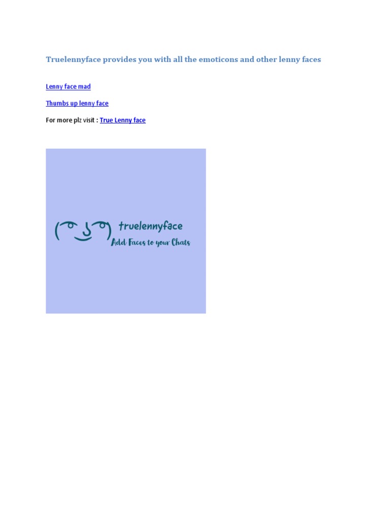 Truelennyface Provides You With All The Emoticons and Other Lenny Faces ...