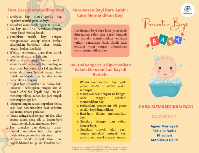 Leafleat Edukasi Perawatan Bayi Baru Lahir, Memandikan Bayi Kelompok 7 | PDF