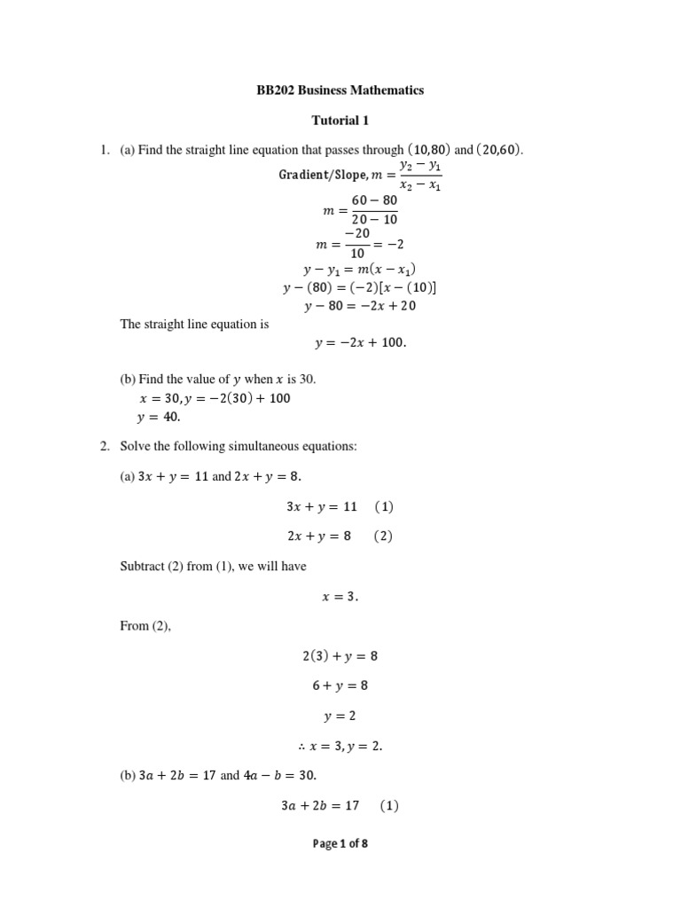 Tutorial 1 Answer | PDF