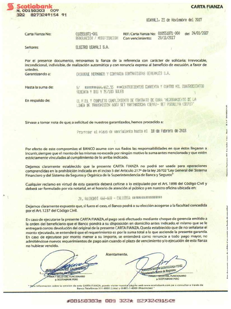 Carta Fianza Fiel Cumplim Dic 2017 | PDF