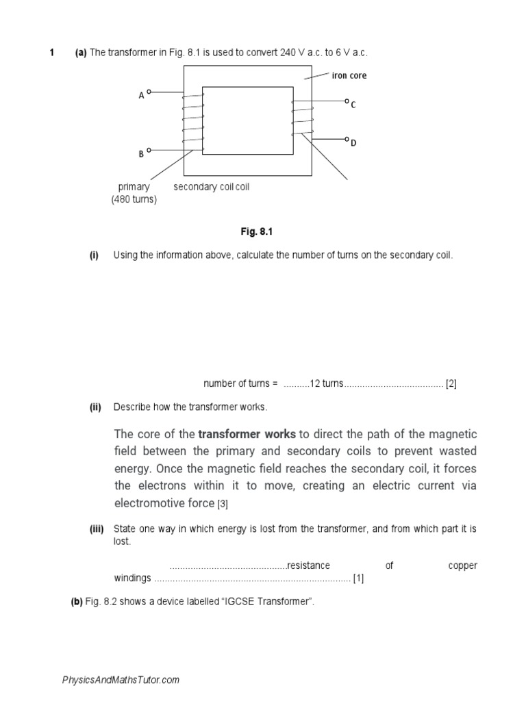 Physic Assignment | PDF | Transformer | Inductor