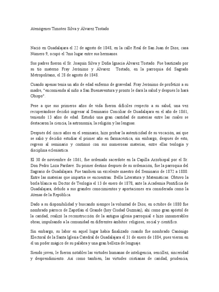Atenógenes Timoteo Silva y Álvarez Tostado (2) | PDF | Iglesia Católica ...