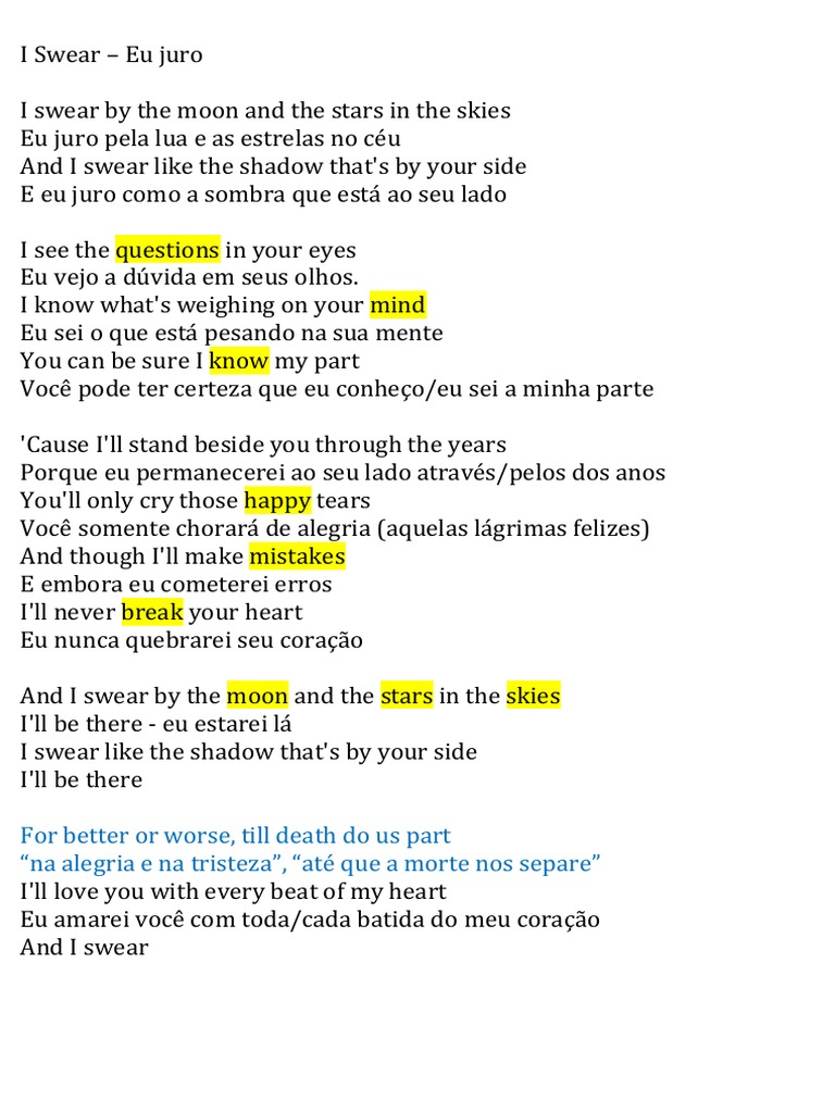 I Swear Song Exercise | PDF