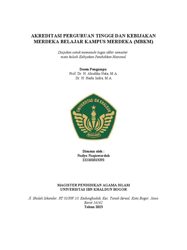 Akreditasi Perguruan Tinggi Dan Merdeka Belajar | PDF