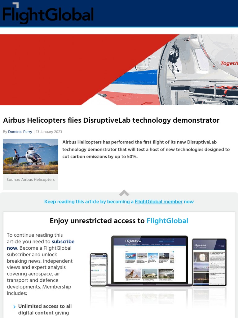 Airbus Helicopters Flies DisruptiveLab Technology Demonstrator - News - Flight Global | PDF