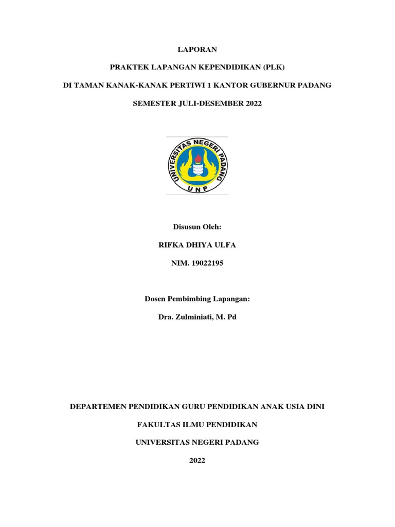 Contoh Laporan PLK | PDF