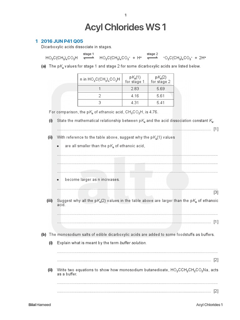 AcylChlorides QP | PDF | Acid Dissociation Constant | Buffer Solution