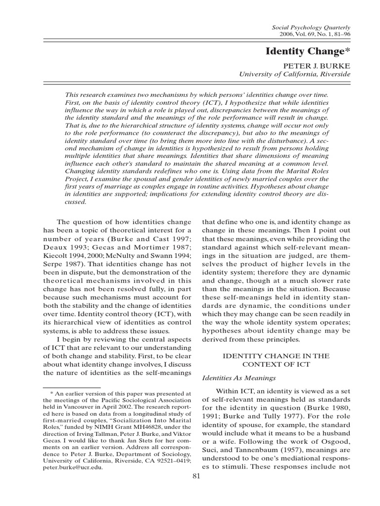 Identity Change in ICT | PDF | Identity (Social Science) | Perception