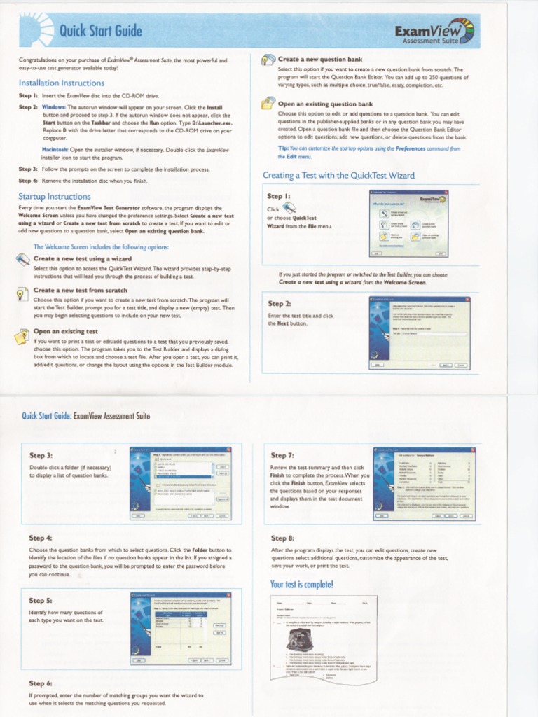 ExamView Assessment Suite Quick Guide | PDF | Microsoft Windows ...