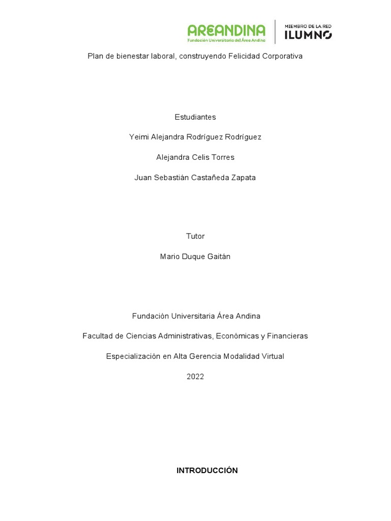 Plan de Bienestar para la Felicidad Laboral | PDF | Business | Felicidad