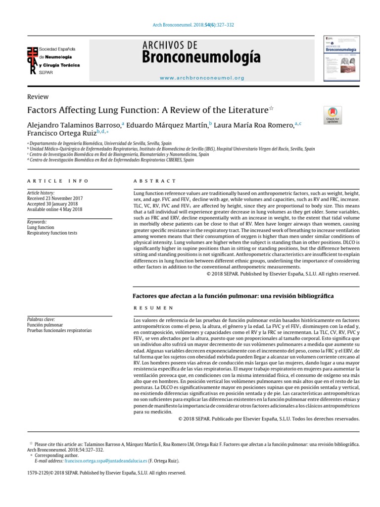 Factors Affecting Lung Function | PDF | Respiratory Tract | Lung