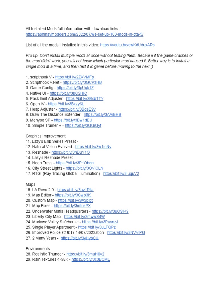 100 Mods in GTA 5 | PDF