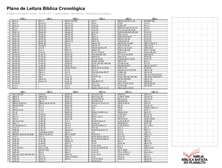 Plano Leitura Biblica Cronologica Ibbp | PDF