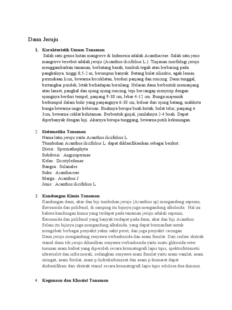 Khasiat dan Manfaat Daun Jeruju | PDF
