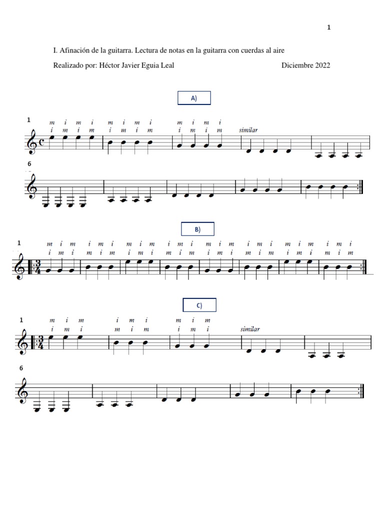 Cuerdas al Aire en Guitarra: Lecciones | PDF | Composiciones Musicales ...