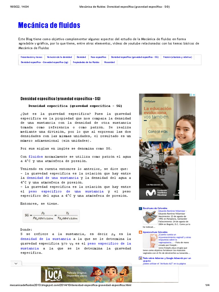 Densidad Específica (Gravedad Específica - SG) | PDF | Densidad | Presión