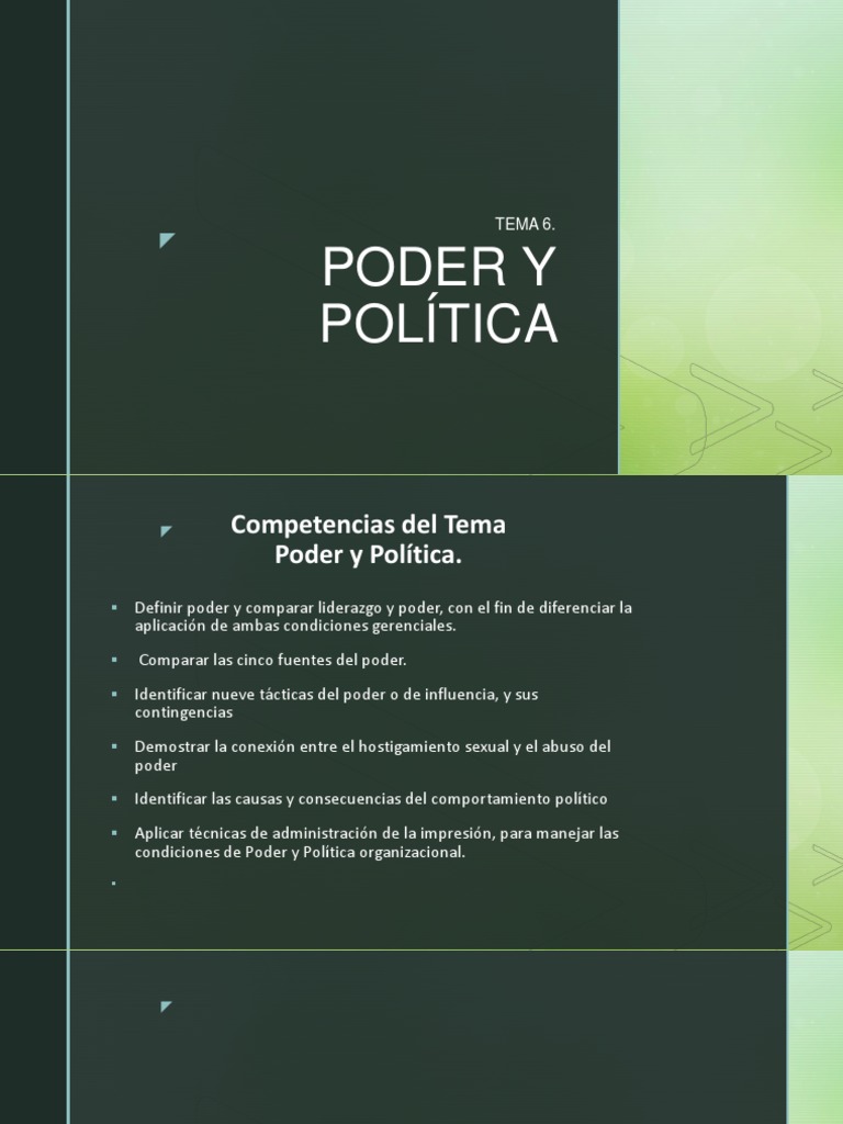 Tema 6. Poder y Politica | PDF | Poder (social y político) | Liderazgo