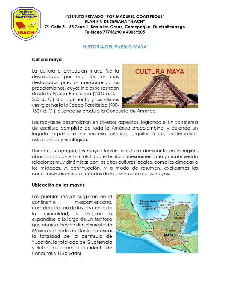 Cultura Maya 1° Primero Básico | PDF | Civilización maya | Mesoamérica