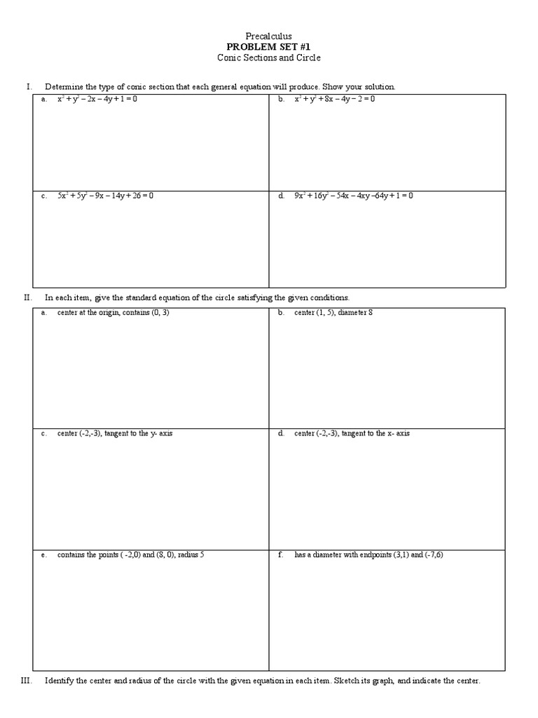 Precalculus Conic Sections Guide | PDF
