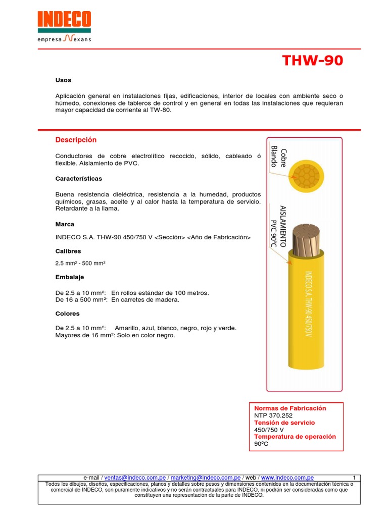 Tabla de Calibres de Cables Indeco | PDF | Química | Color