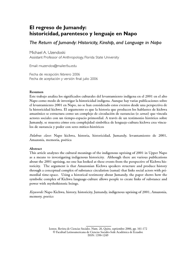 El Regreso de Jumandy - Historicidad, Parentesco y Lenguaje en Napo ...