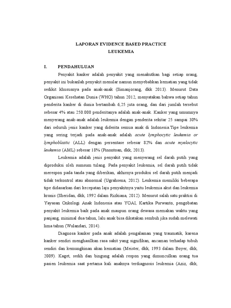 Laporan Evidence Based Practice - Leukemia | PDF