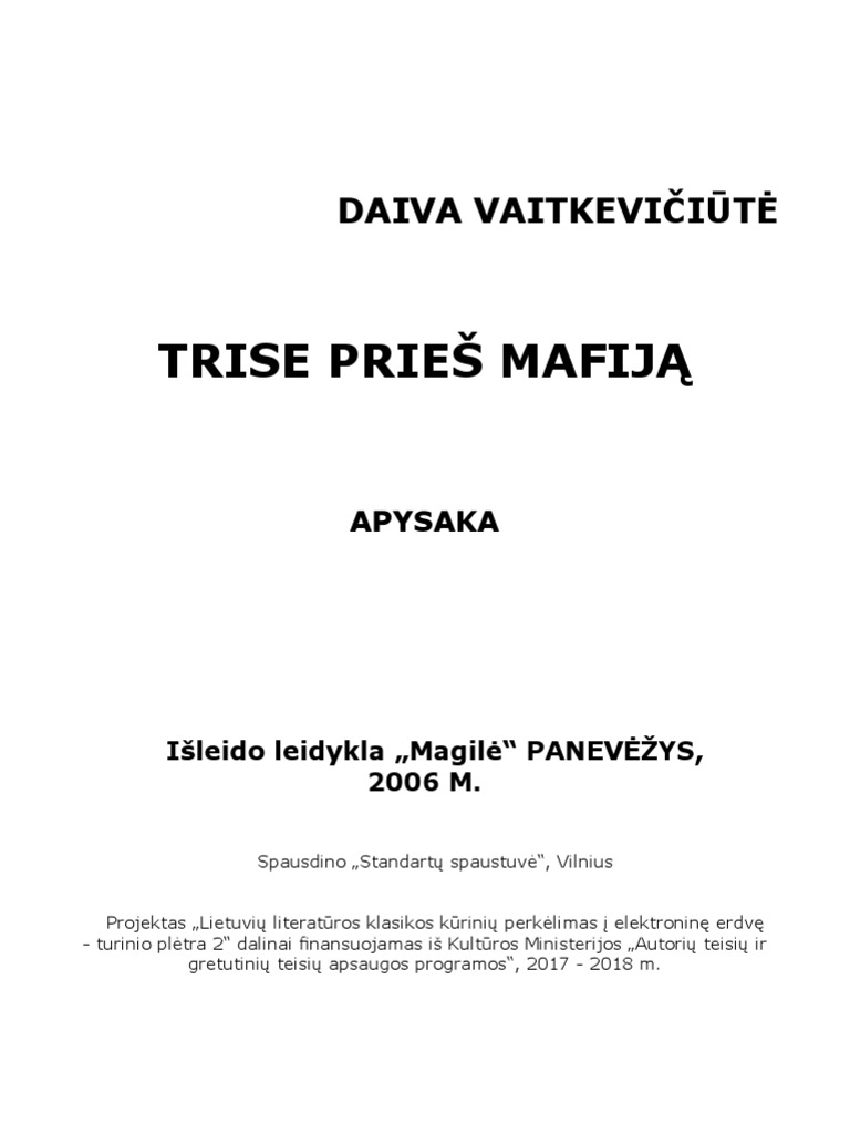 D.vaitkeviciute Trise Pries Mafija | PDF