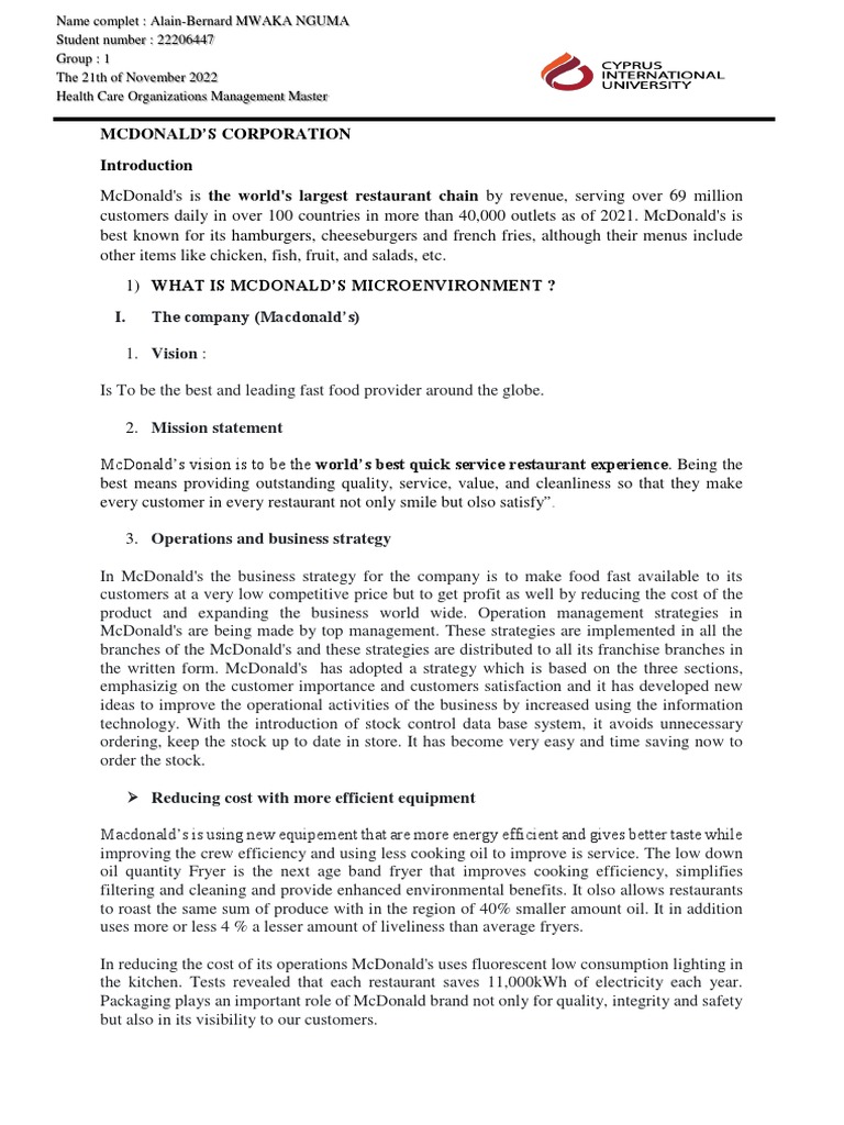 Assiment On Business Strategies | PDF | Mc Donald's | Economic Growth