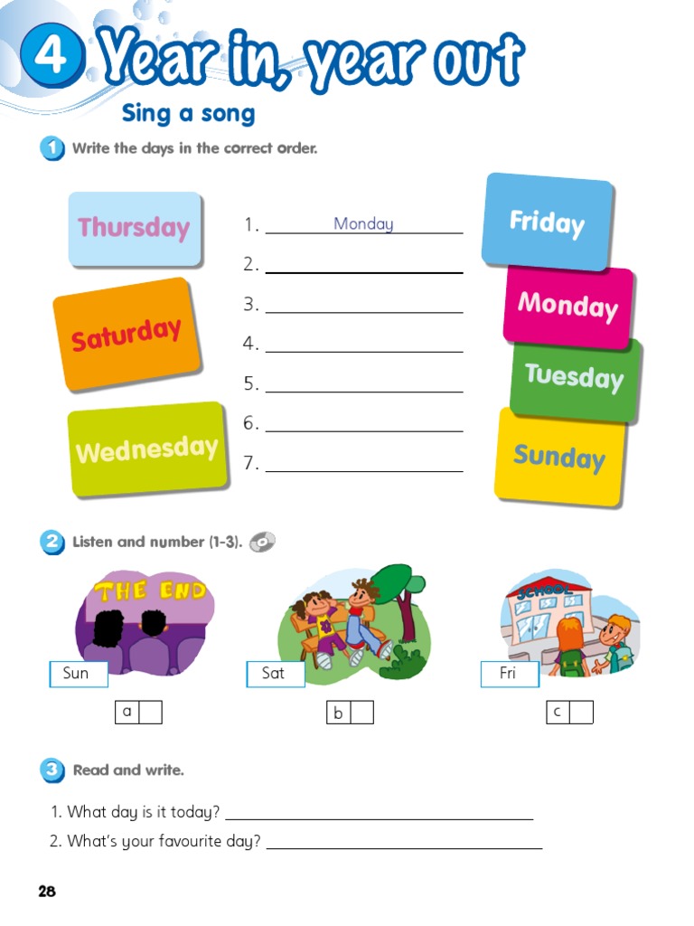 Smart Junior 3: Days and Months Activities | PDF
