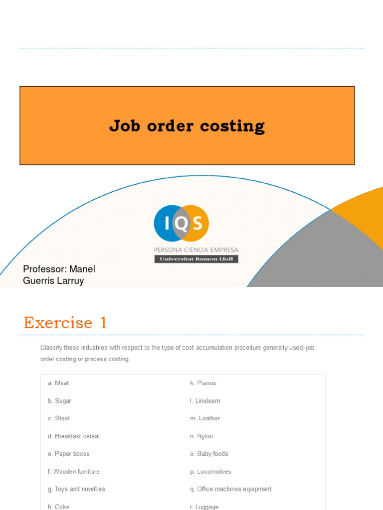 Job Costing Exercises With Solutions Pdf Cost Economies