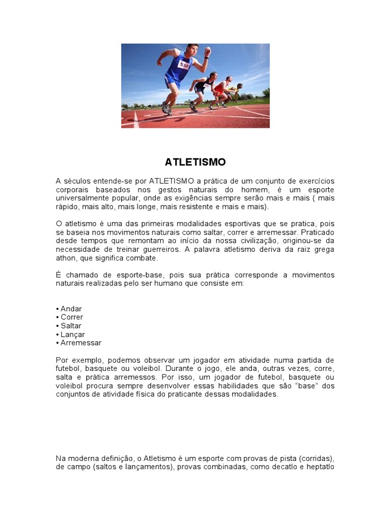 Atletismo | PDF | Atletismo (esporte) | Jogos Olímpicos