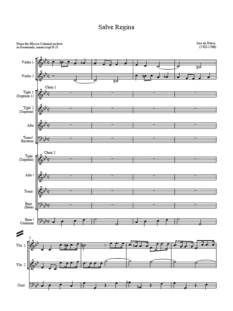 Nebra J Jose de J Salve Regina | PDF | Choral Music | Compositions