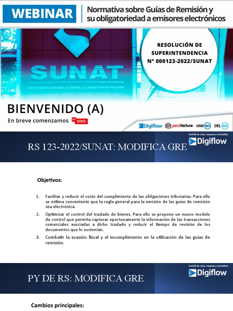 Presentacion - RS 123-2022 Cambios en GRE - Webinar - 22-07 | PDF | Factura