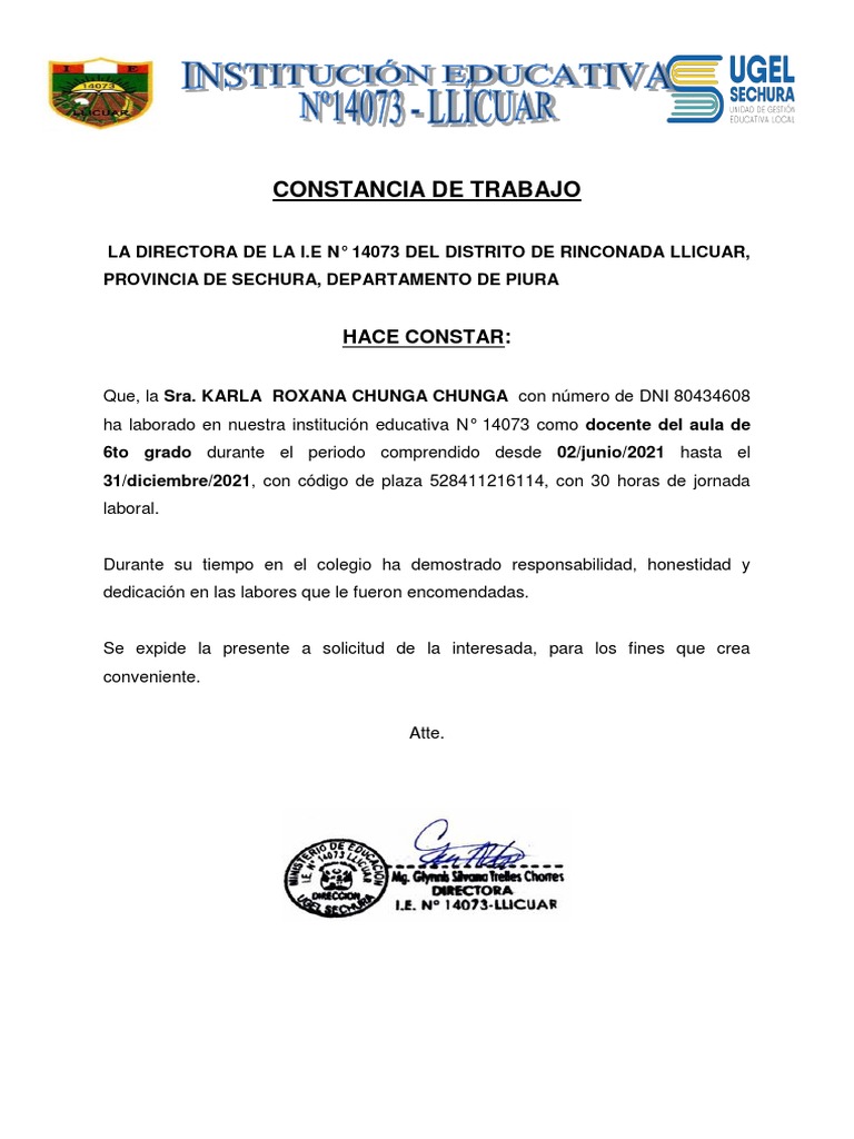 Constancia de Trabajo | PDF
