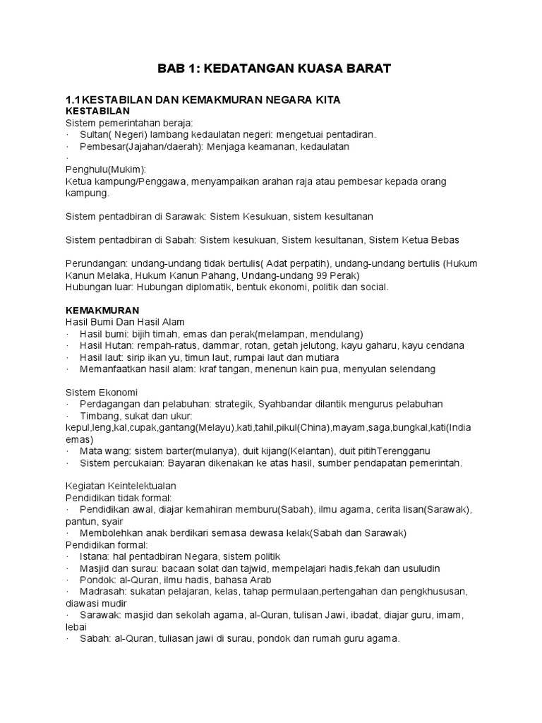 BAB 1 Sejarah T3 | PDF